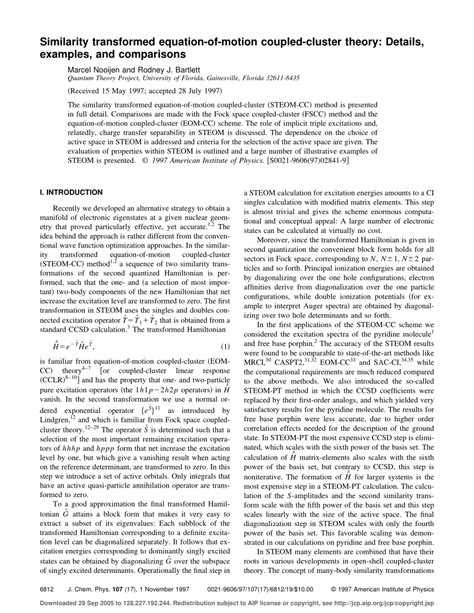 Pdf Similarity Transformed Equation Of Motion Coupled Cluster Theory Details Examples And
