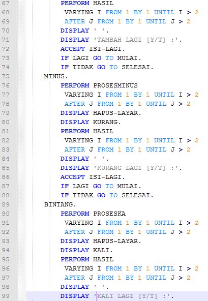 Kisah Perjalanan Program Menu Matriks Dengan Cobol