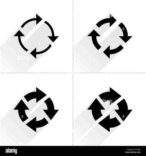 4 arrow icon set 04 reset repeat reload refresh rotation sign black pictogram with gray