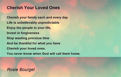 Cherish The Ones Who Love You Appreciate The People In Your Life Now