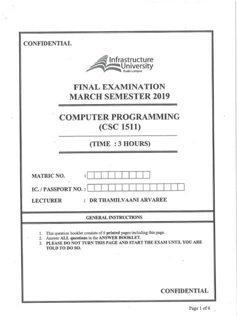 Csc 1511 Computer Programming 201903 Pdf