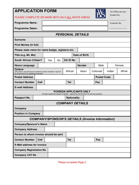 Fillable Online Fillable Online Application Form Wits Business School Fax Email Print