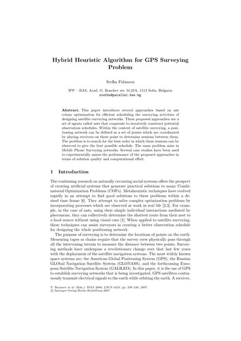 PDF Hybrid Heuristic Algorithm For GPS Surveying Problem