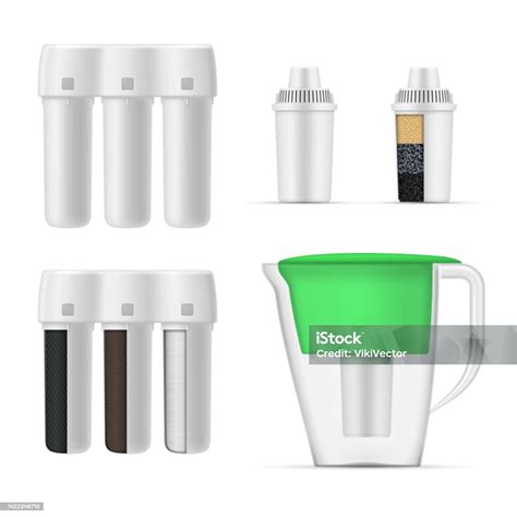 워터 필터 언더싱크 투수 컨테이너 세트 사실적인 벡터 일러스트 레이 션 0명에 대한 스톡 벡터 아트 및 기타 이미지 0명 3차원 형태 가정 생활 Istock