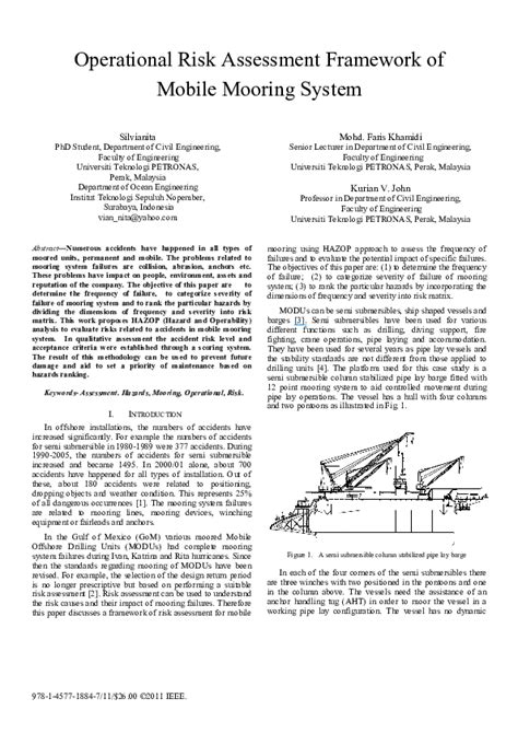 Pdf Operational Risk Assessment Framework Of Mobile Mooring System