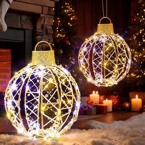 Mudder 2 Pack Christmas Light Balls Outdoor Sphere Lights