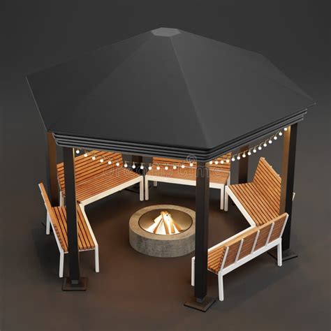 3d Render Of Gazebo With Furniture Stock Illustration Illustration Of Place Relaxation 276792326