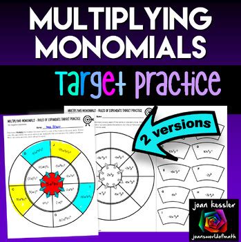 Simplifying Exponents And Multiplying Monomials Target Practice TPT