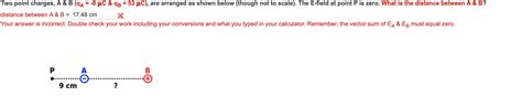 Solved Two Point Charges A And B Qa 8 𝛍c And Qb 53 𝛍c