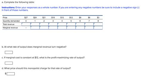 solved a complete the following table instructions enter
