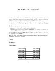 Final W14 Pdf EECS 482 Exam 2 Winter 2014 This Is An In Class Closed Book Exam Lasting 110