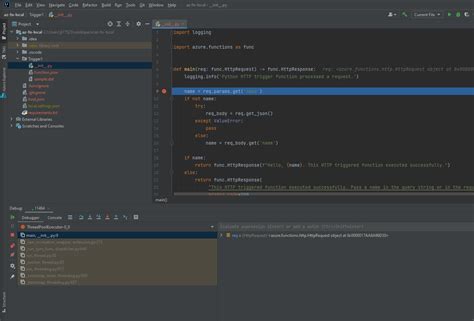 How Debug Azure Python Function Running In Shell And Debugging In Intellij Ide Stack Overflow