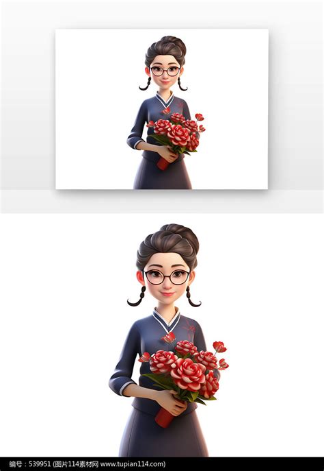收到花束的女老师插画 图片114