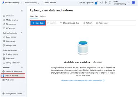 如何在 Azure Ai Foundry 專案中新增和管理數據 Azure Ai Foundry Microsoft Learn