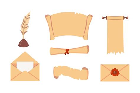 Premium Vector Old Paper Scroll Set Retro Document Script With