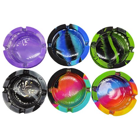 Smokezilla Silicone Wrapped Glass Ashtray 4 25 6pc Display Dankgeek