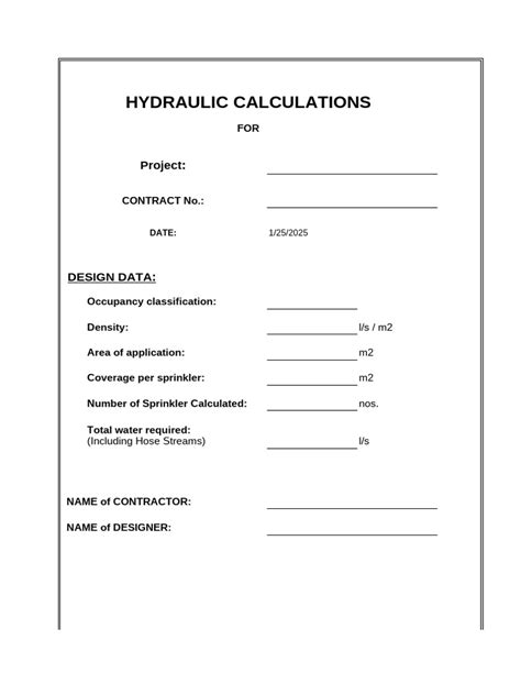 Sample Hydraulic Calculation Pdf Valve Pipe Fluid Conveyance
