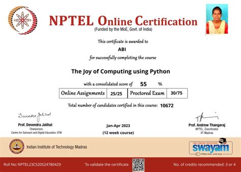 nptel 12week joyofcomputing python abi v