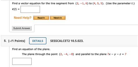 Solved Find A Vector Equation For The Line Segment From 2 Chegg Com