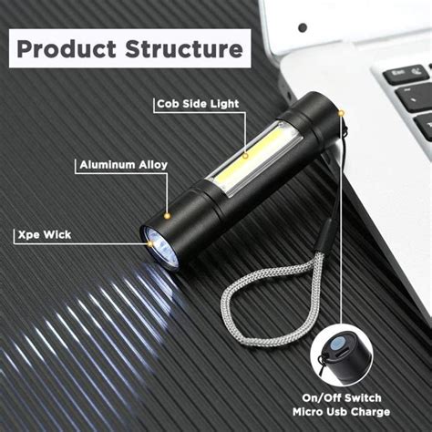 Usb Rechargeable 3 Mode Power Mini Led Torchlight Torch Bd