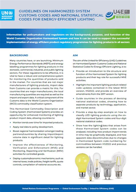 Guidelines On Harmonized System Customs Codes And National Statistical