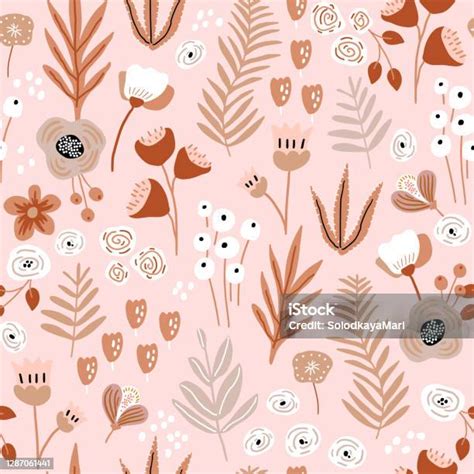 비나테 색상의 매끄러운 플로럴 패턴 크리에이티브 플로럴 레트로 텍스처 직물 섬유 벡터 일러스트에 적합 그리기에 대한 스톡 벡터 아트 및 기타 이미지 Istock