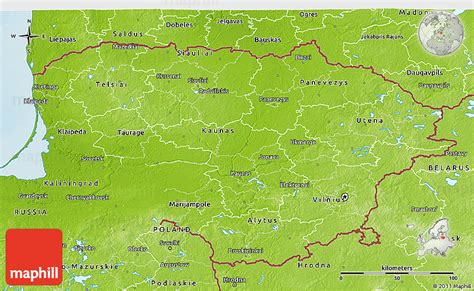 Physical D Map Of Lithuania