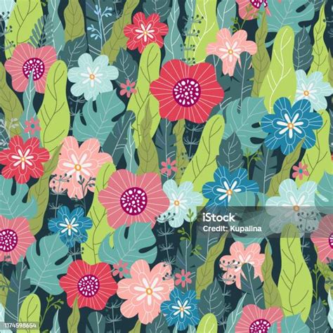 꽃 무음 패턴 종이 커버 직물 인테리어 장식 및 기타 사용자를위한 디자인 손 그리기 벡터 0명에 대한 스톡 벡터 아트 및 기타 이미지 Istock