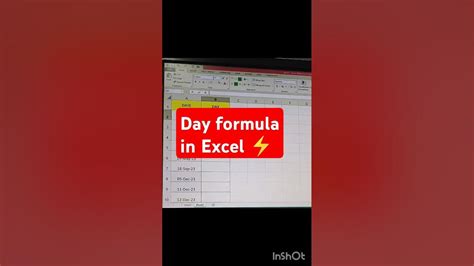 Use Day Formula In Excel Exceltips Excelformula Youtube