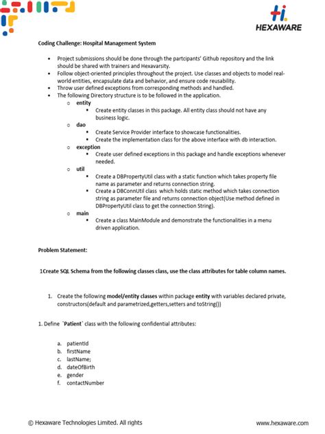 Coding Challenge 3 Hospitalmangement Pdf Method Computer