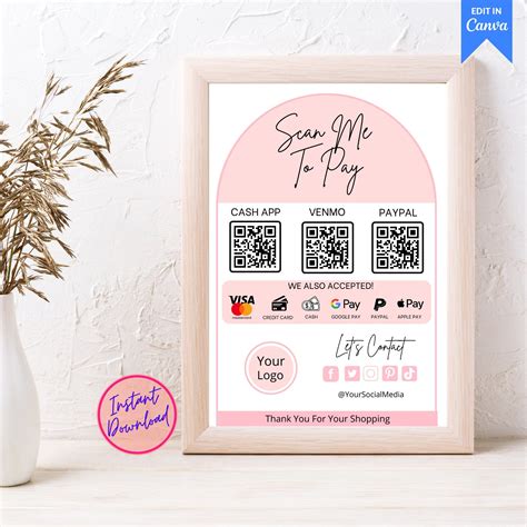 Editable Qr Code Sign Printable Payment Sign Scan To Pay Template Scan To Pay Sign Scan To
