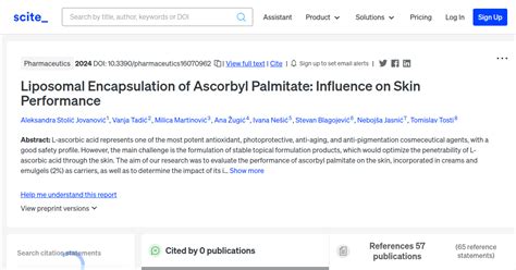 Liposomal Encapsulation Of Ascorbyl Palmitate Influence On Skin Performance