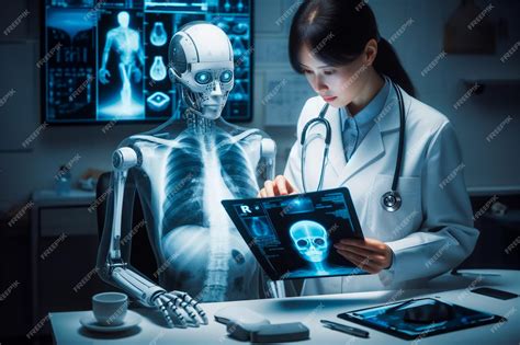 Premium Photo Vision Of Medical Advancements With A Doctor And Robot Collaborating In Xray