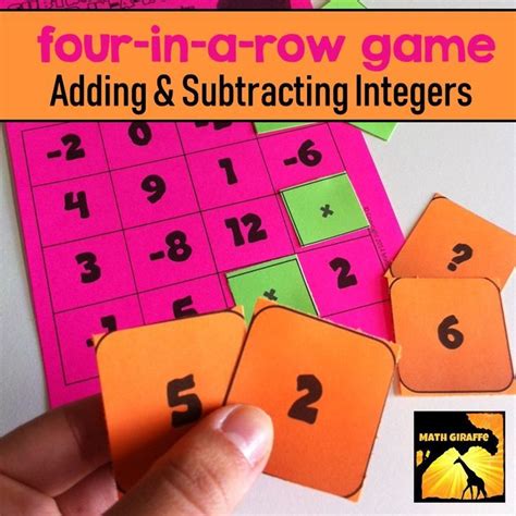 Four In A Row Game Adding And Subtracting Integers Adding And