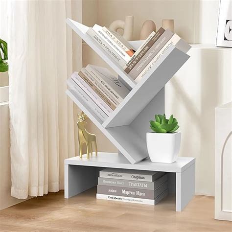 Amazon Com Godferyxin Tree Bookshelf With Drawer Small Bookcase Mini Book Shelf For Displaying