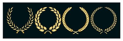 황금 월계관 전령 트로피 문장 그리스 및 로마 올리브 가지 상 프리미엄 벡터