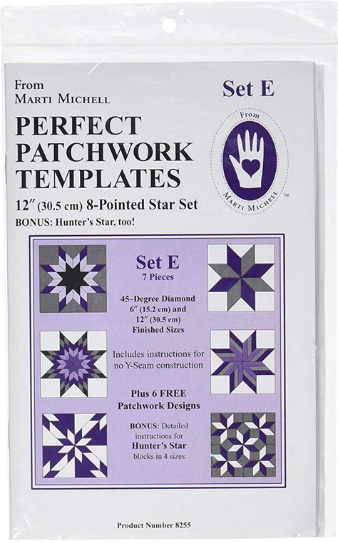 Amazon Com Perfect Patchwork Template Set E 8 Pointed Star Set 7 Pkg