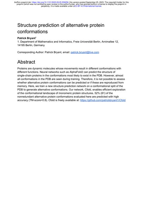 Pdf Structure Prediction Of Alternative Protein Conformations