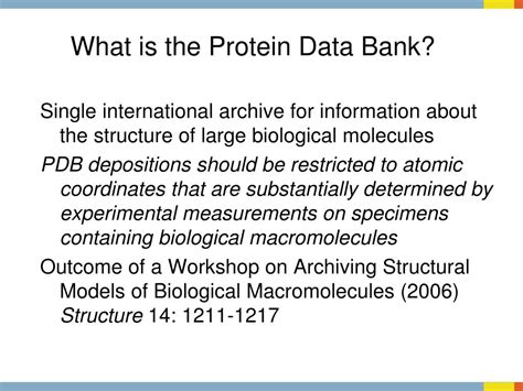 PPT Management And Distribution Of Chemical Data In The Protein Data Bank PowerPoint