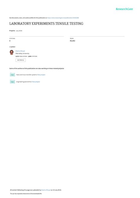 Laboratory Experiments Tensile Testing See Discussions Stats And Author Profiles For This