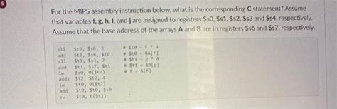 Solved For The Mips Assembly Instruction Below What Is The