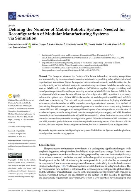 Pdf Defining The Number Of Mobile Robotic Systems Needed For Reconfiguration Of Modular