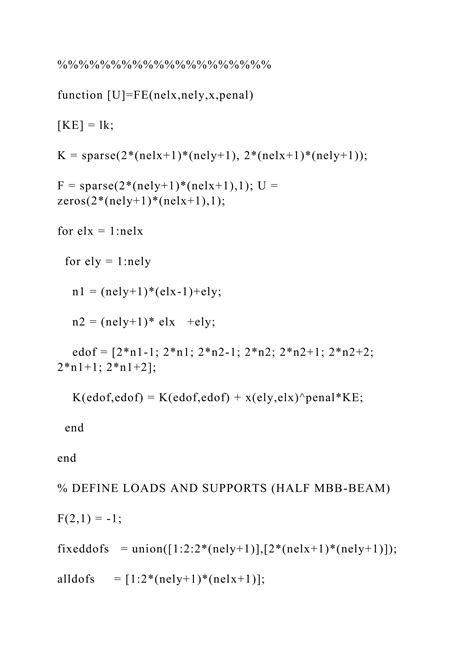A LINE TOPOLOGY OPTIMIZATION CODE BY OLE SIGMUND JANUARY Docx