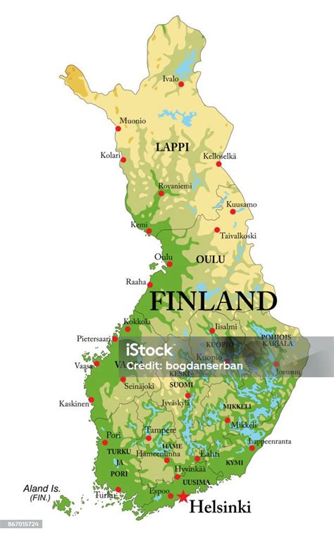フィンランド救援マップ フィンランドのベクターアート素材や画像を多数ご用意 フィンランド 地図 湖 Istock