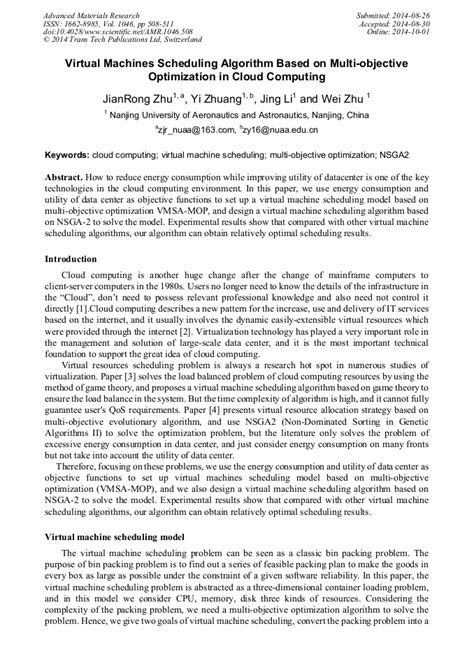 Virtual Machines Scheduling Algorithm Based On Multi Objective Optimization In Cloud Computing