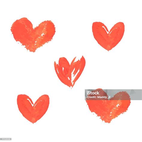손으로 그린 붉은 마음 그런 지 브러쉬 스트로크 발렌타인 날 카드 흰색 배경에 고립에 대 한 벡터 일러스트 레이 션 사랑에 대한 스톡 벡터 아트 및 기타 이미지 Istock