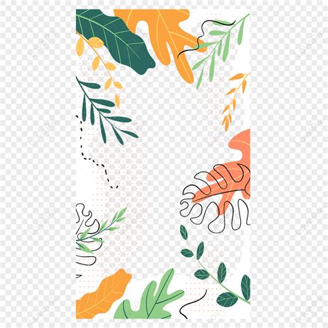 초록 식물 일러스트 잎 이야기 인스 타 그램 테두리 인스타그램흥미로운주황색 Png 일러스트 무료 다운로드 Lovepik