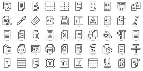 Set Of Thin Line Text Editor Icons Vector Illustration Stock Vector Illustration Of Icons