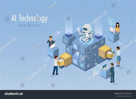 Business Team Ai Robot Search Data Stock Vector Royalty Free