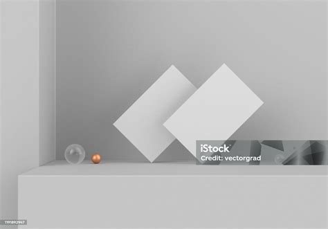 그래픽 디자이너 프리젠 테이션 및 포트폴리오에 대한 회색 배경에 Id를 브랜딩하기위한 기본 흰색 문구 모형 템플릿 3d 렌더링